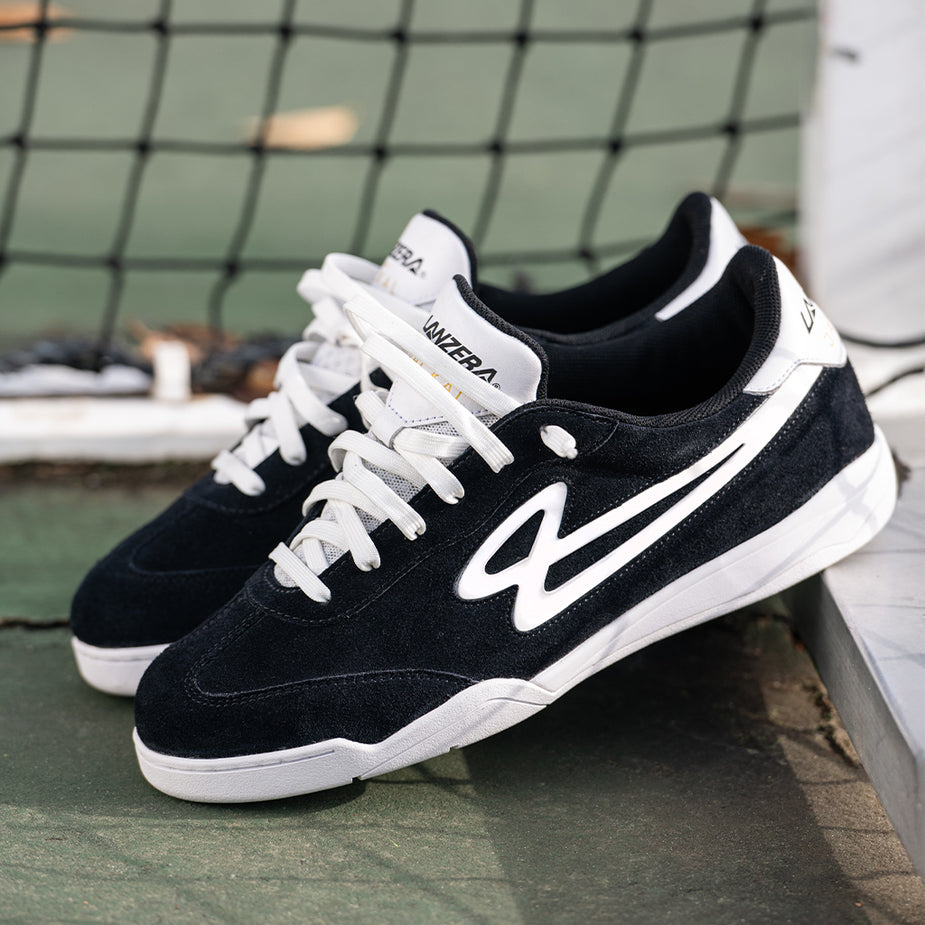 Lanzera Jackal Black | Suede Indoor Football Sneakers with Street Style